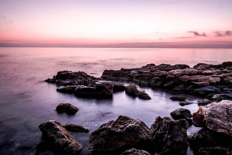 Carabassi Beach, in Alicante, Spain, at Sunrise Stock Image - Image of ...