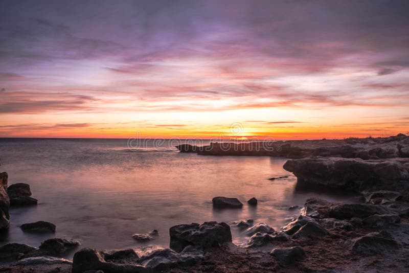 Carabassi Beach, in Alicante, Spain, at Sunrise Stock Image - Image of ...
