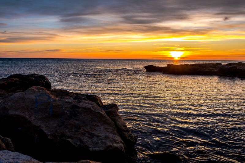 Carabassi Beach, in Alicante, Spain, at Sunrise Stock Image - Image of ...
