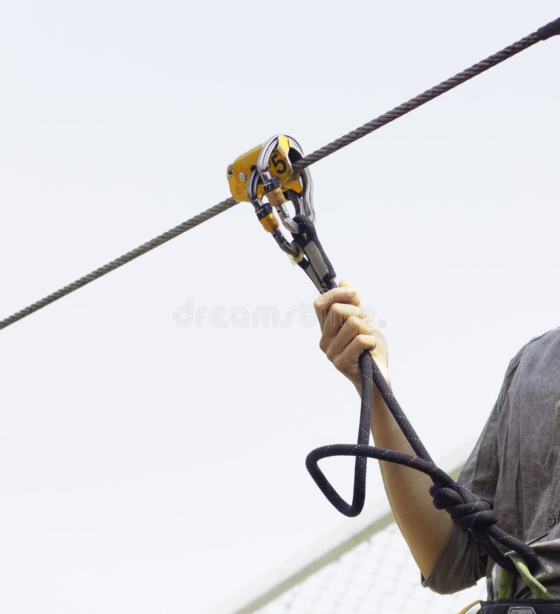 Carabine on a zip line stock image. Image of holiday - 255092357