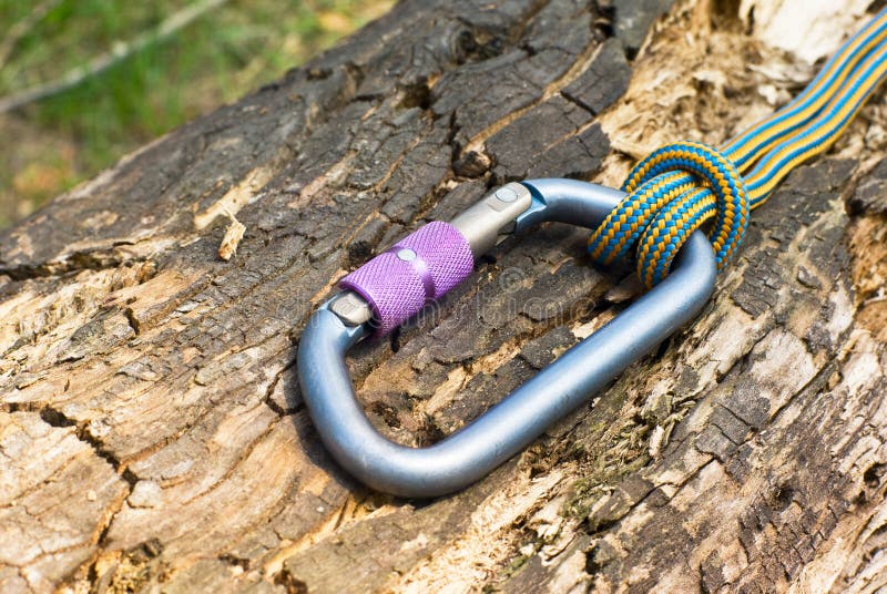 Carabiner and rope stock photo. Image of rappelling, close - 10950608