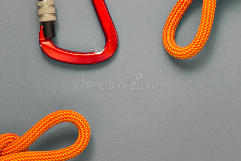 Carabiner and Loop of Climbing Rope Stock Image - Image of joint ...