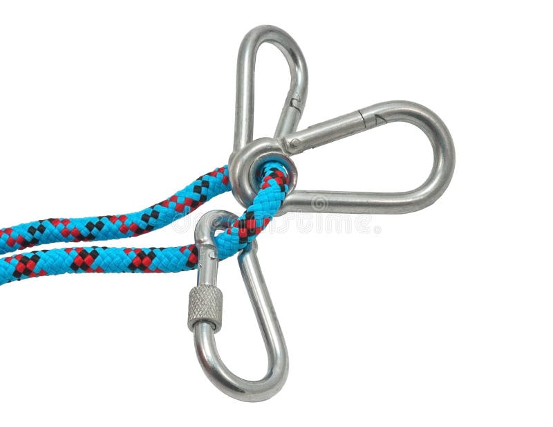Carabiner and rope stock photo. Image of carabiner, threaded - 33345944