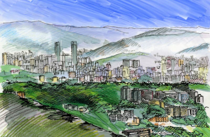 Caracas, Venezuela stock illustration. Illustration of sketch - 604983