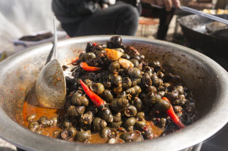 Caracol Frito Con El Pepino Foto de archivo - Imagen de pepino, caracol ...