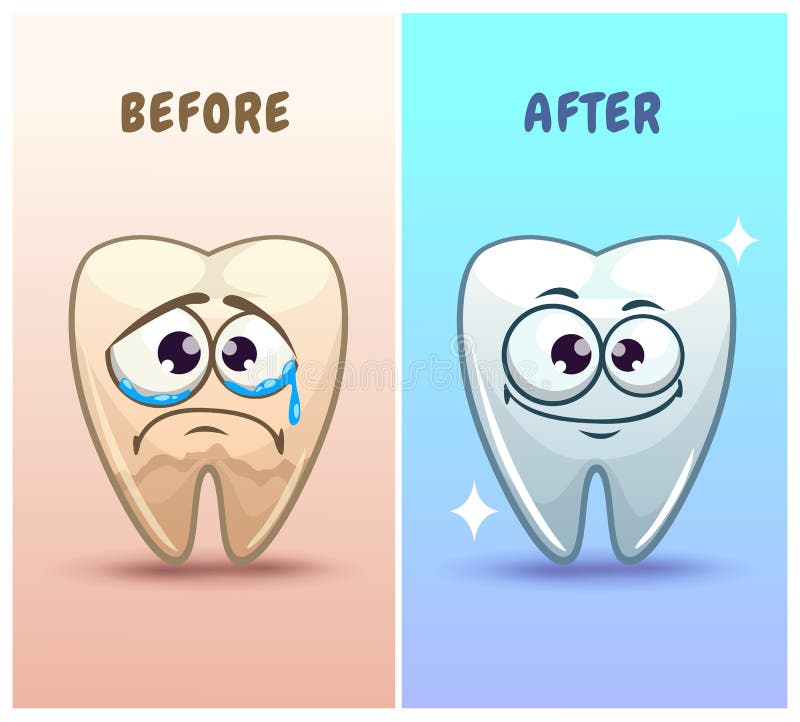 Caracteres Divertidos De Los Dientes De La Historieta Ilustración del ...