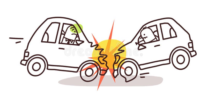 Caracteres Y Choque De Coche Automotriz Ilustración del Vector ...