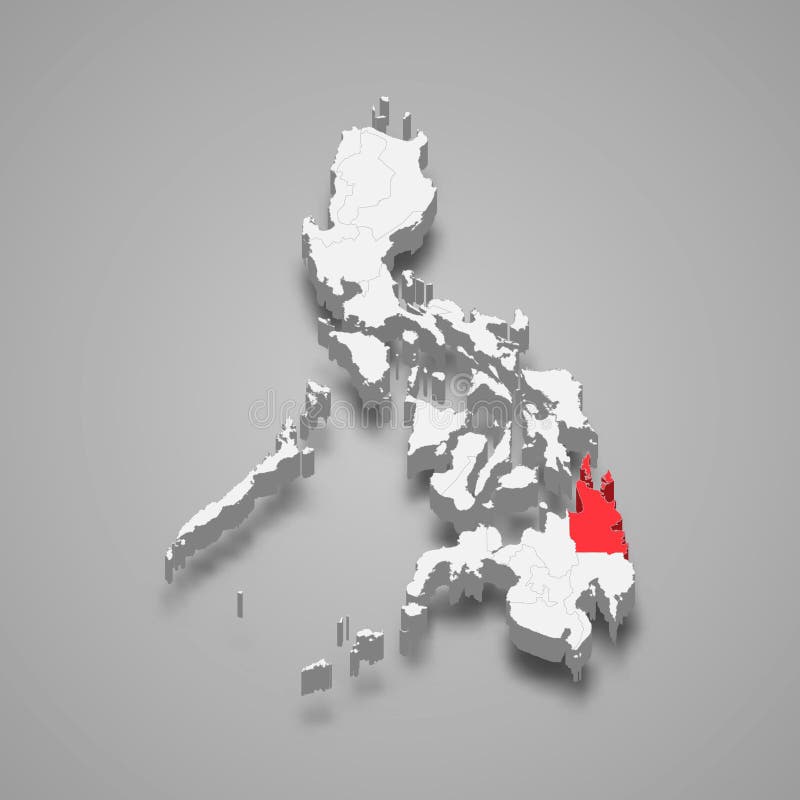 Caraga Region Location within Philippines 3d Map Stock Vector ...