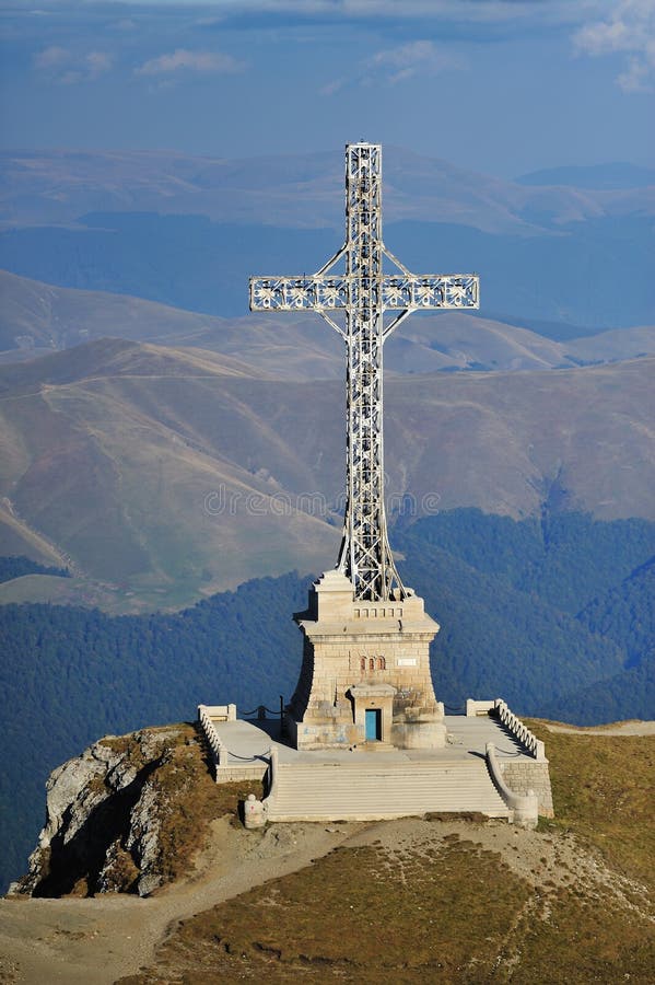 Caraiman Cross Monument - Crucea Caraiman Stock Image - Image of ...