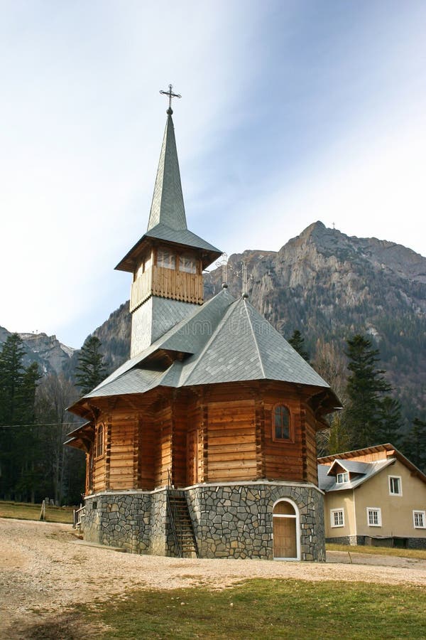 Caraiman Monastery with Bucegi Mountains in the Background Stock Photo ...