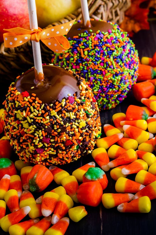 Caramel apple stock photo. Image of fruit, covered, black - 285701746