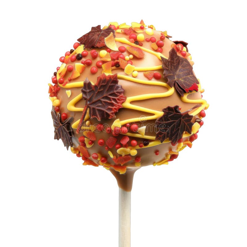 Caramel Apple Pop with Fall-Themed Decorations Stock Photo ...