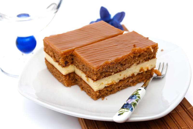 Caramel cake slice stock photo. Image of delicacy, glaze - 20462614