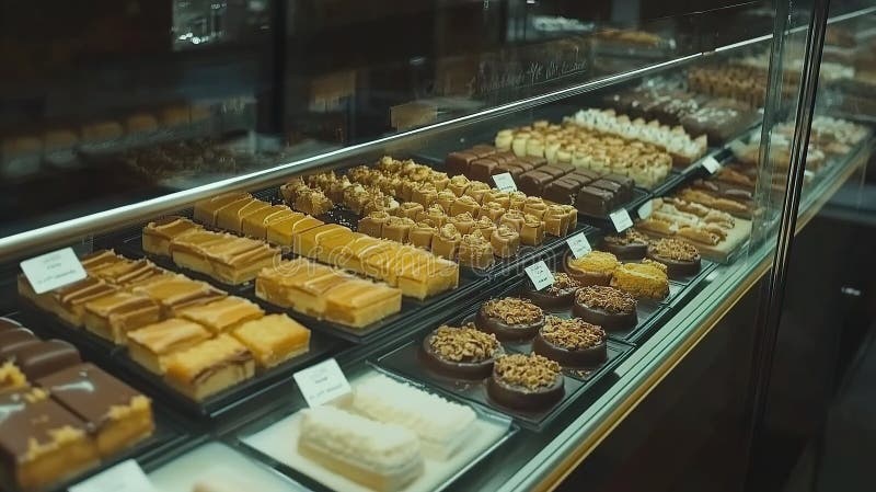 Caramel Cakes Displayed in Pastry Shop Showcase Stock Image - Image of ...