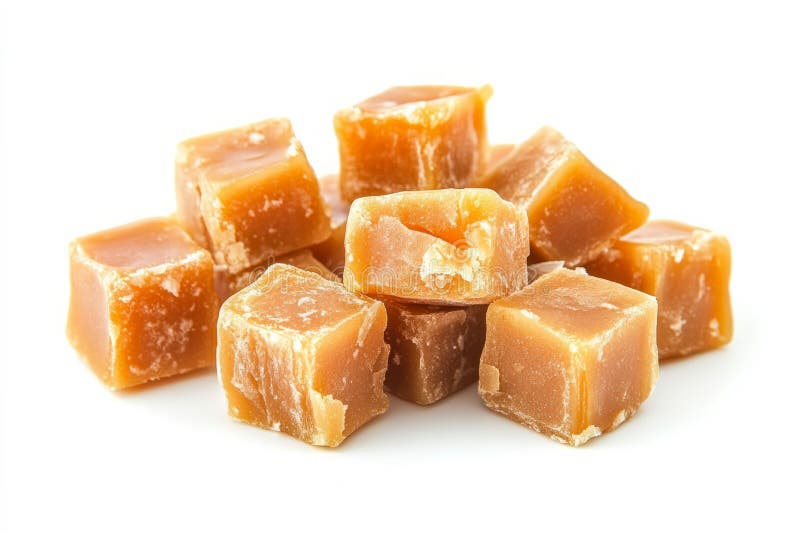 Caramel Candy Cubes on Solid White Background. AI Generated Stock Photo ...