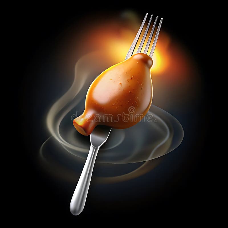 Caramel Candy on a Fork with Smoke and Fire Effect Stock Illustration - Illustration of sugar ...