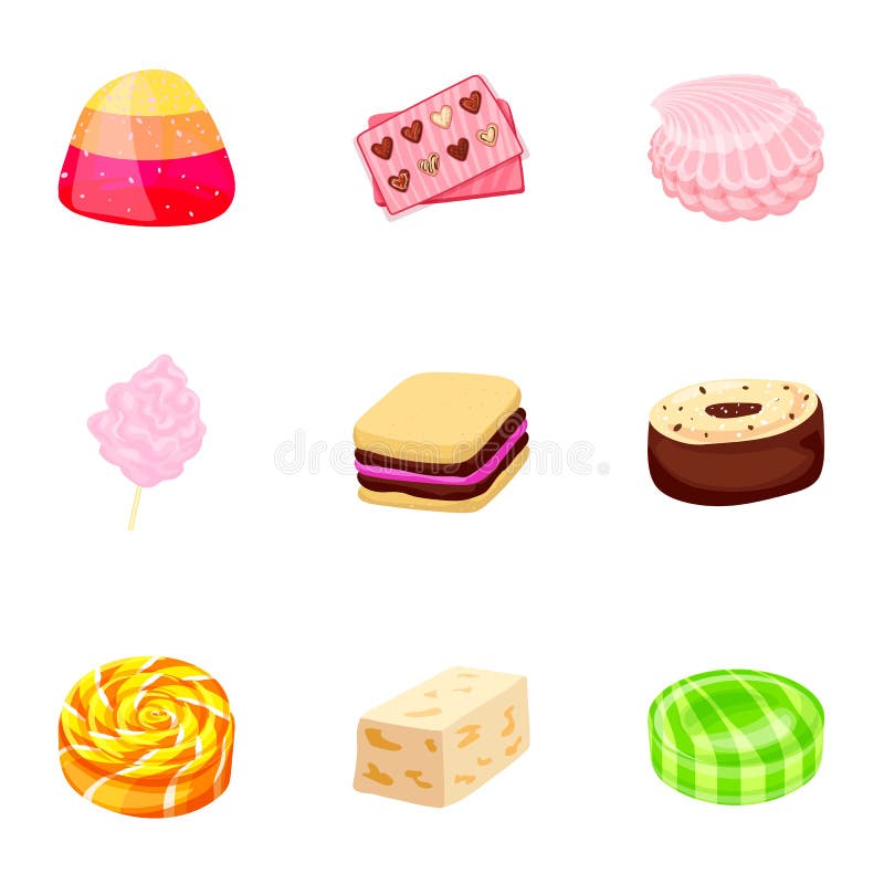 Caramel Candy Icon Set, Cartoon Style Stock Vector - Illustration of ...