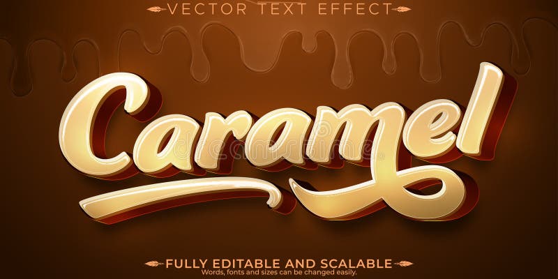 Caramel Candy Text Effect, Editable Sugar and Dessert Font Style Stock ...