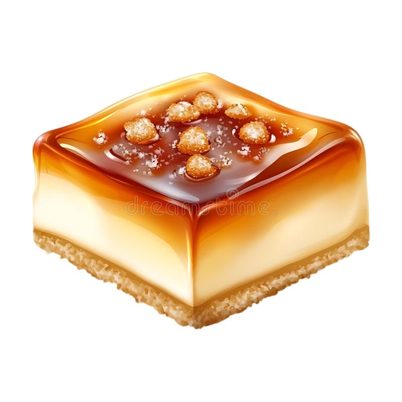 Caramel Cheesecake Dessert Square on Transparent Background Stock ...