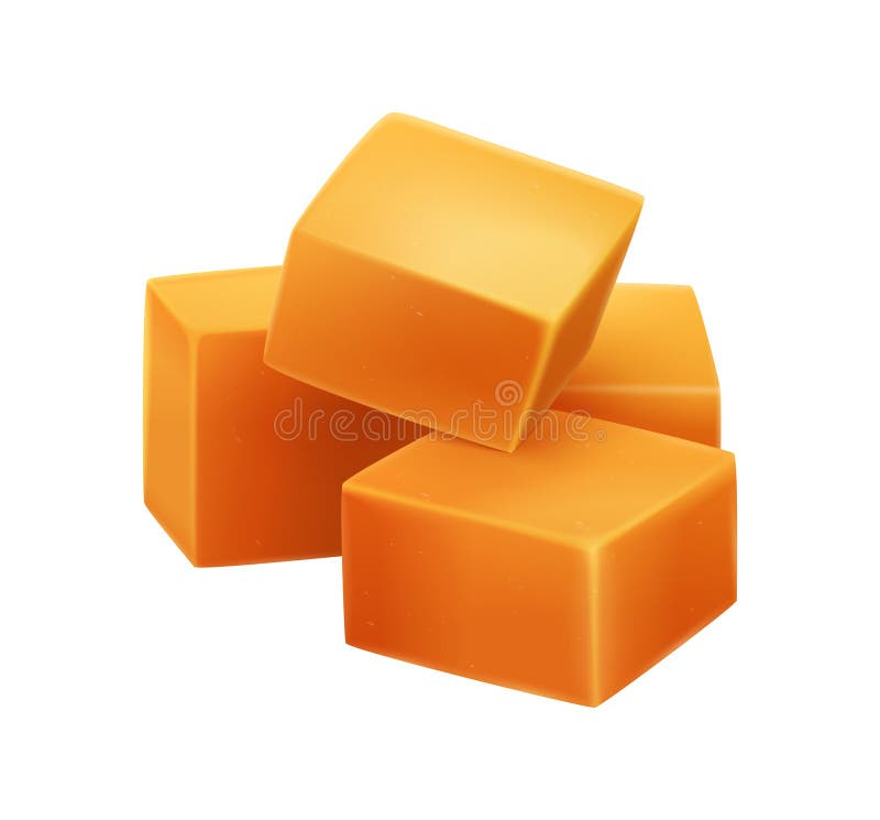 Caramel Cubes Realistic Composition Stock Vector - Illustration of ...