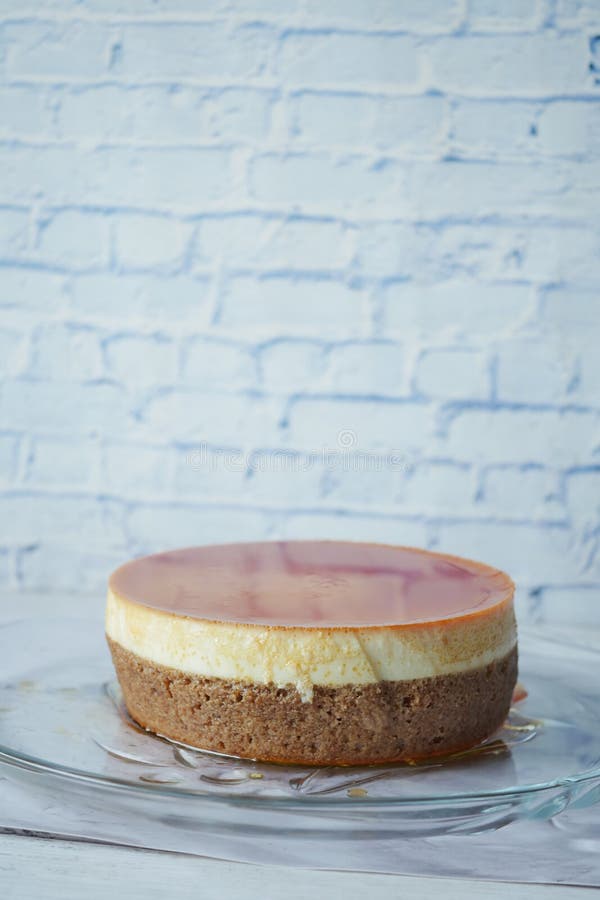 Caramel Custard Pudding on a Plate on Table Stock Image - Image of ...