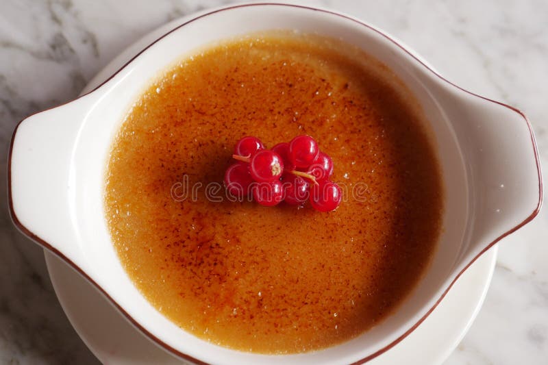 Caramel Custard Pudding on a Plate on Table Stock Image - Image of ...