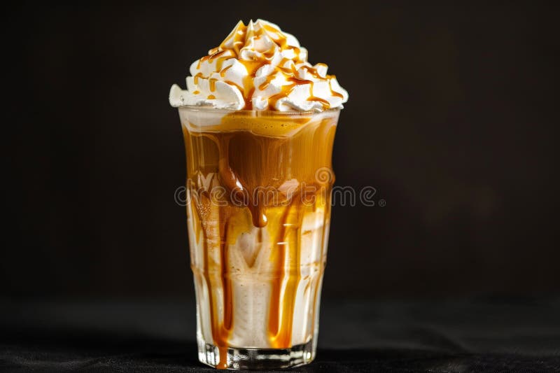 Caramel Drizzle Coffee Drink with Whipped Cream Stock Illustration ...