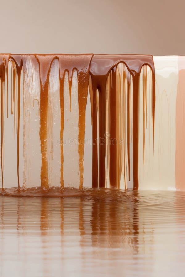 Caramel Drizzle Waterfall Cascading into a Candy Lake. Stock Image ...