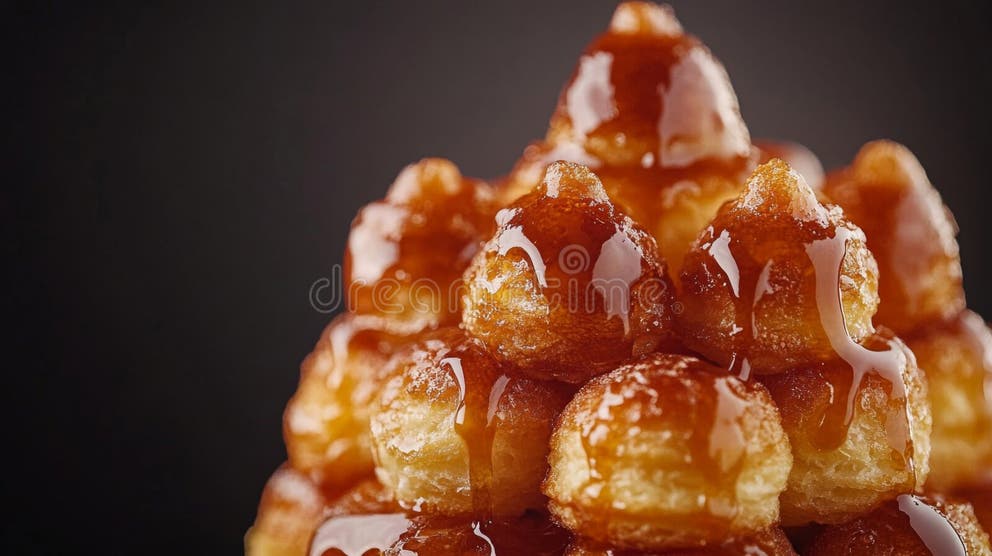 Caramel Drizzled Pastry Pyramid Dessert Stock Illustration ...