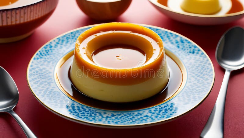 Caramel Egg Pudding stock illustration. Illustration of dinner - 327051223