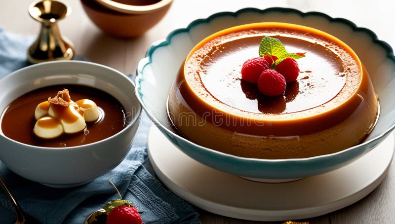 Caramel Egg Pudding stock illustration. Illustration of techniques ...