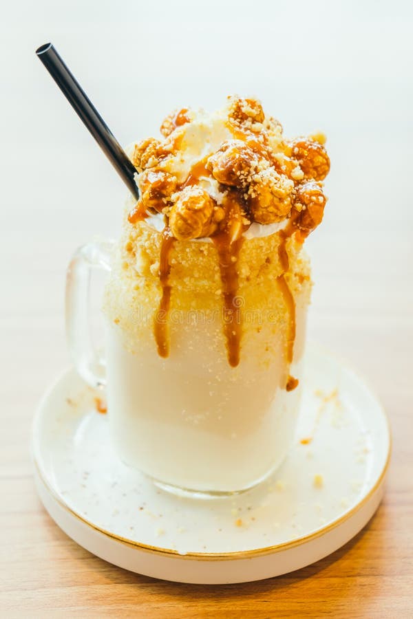 Caramel milk shake glass stock photo. Image of shake - 93732576