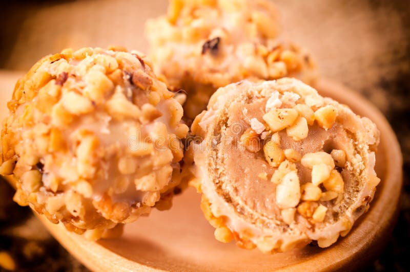 Caramel pralines stock photo. Image of holidays, ganache - 34308020