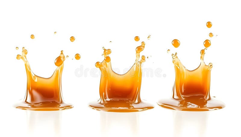 Caramel Sauce Splash Isolated on White Background, Liquid Syrup Splash ...