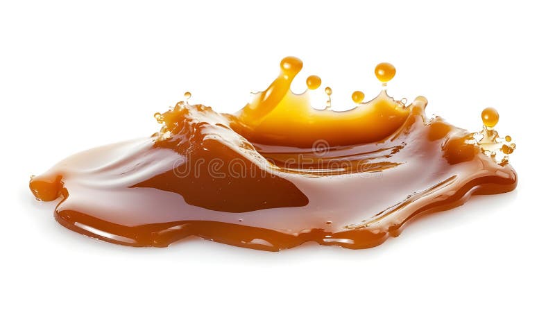 Caramel Sauce Splash Isolated on White Background, Liquid Syrup Splash ...