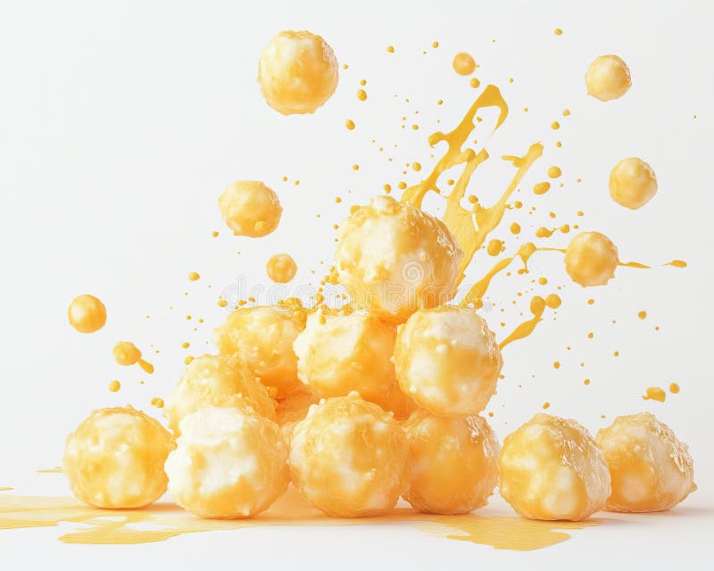 Caramel Splash on Cream Puffs Stock Illustration - Illustration of ...