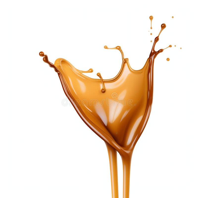 Caramel Splash Drip Isolated on White Background. Generative Ai Stock ...