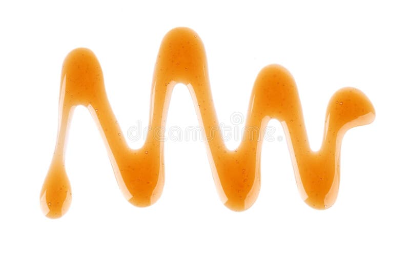 Caramel Syrup Drizzle Isolated on White Background. Splashes of Sweet ...