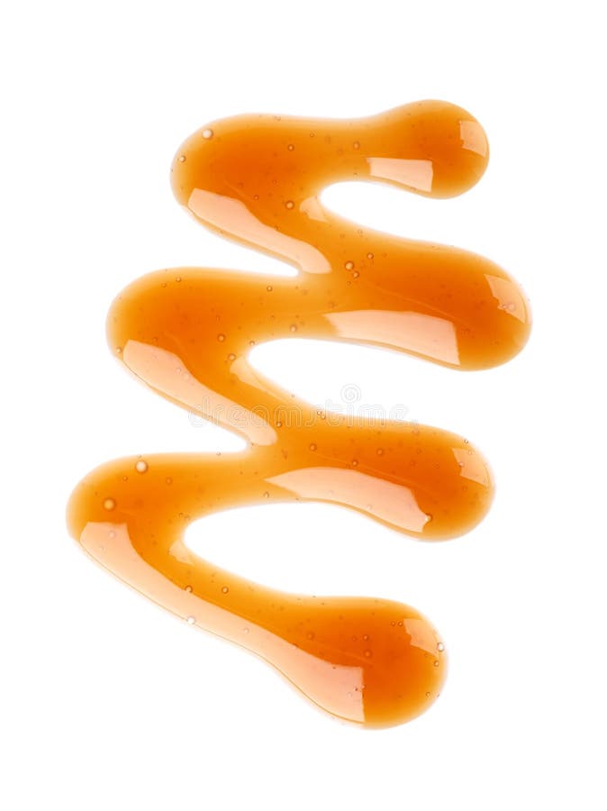Caramel Syrup Drizzle Isolated on White Background. Splashes of Sweet ...