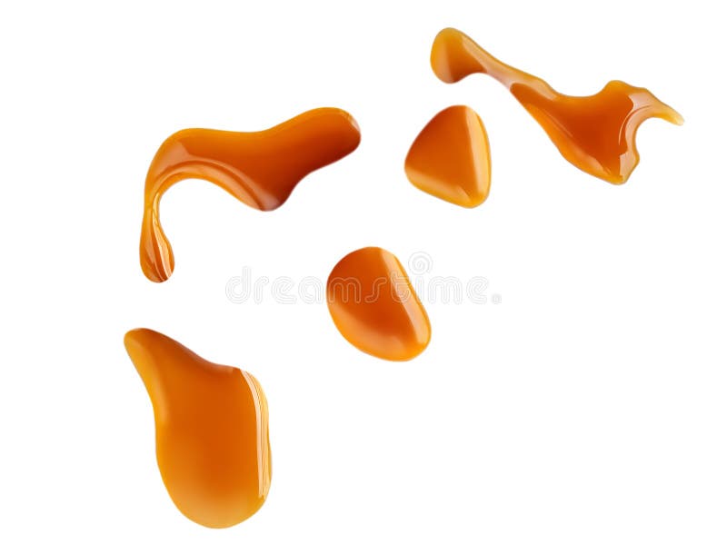 Caramelized Caramel Toffee Sauce Isolated on White Background. Melted ...