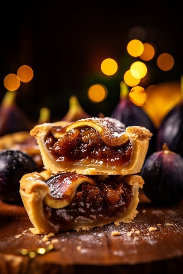 A Caramelized Fig Pie with a Blur Background Stock Illustration ...