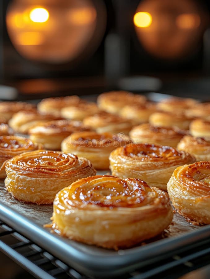 Caramelized Pastries Baking in the Oven. Stock Photo - Image of fresh ...