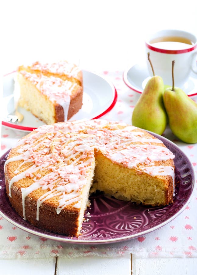 Caramelized Pear Sponge Cake Stock Photo - Image of sweet, snack: 59624802