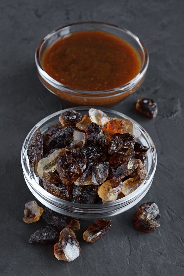 Caramelized Sugar and Liquid Caramel in Glass Bowls Stock Image - Image ...