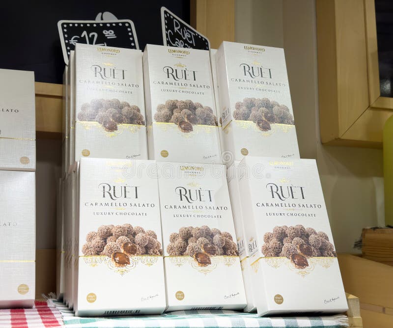 Caramello Salato Luxury Chocolate Boxes on Display in Store Editorial ...