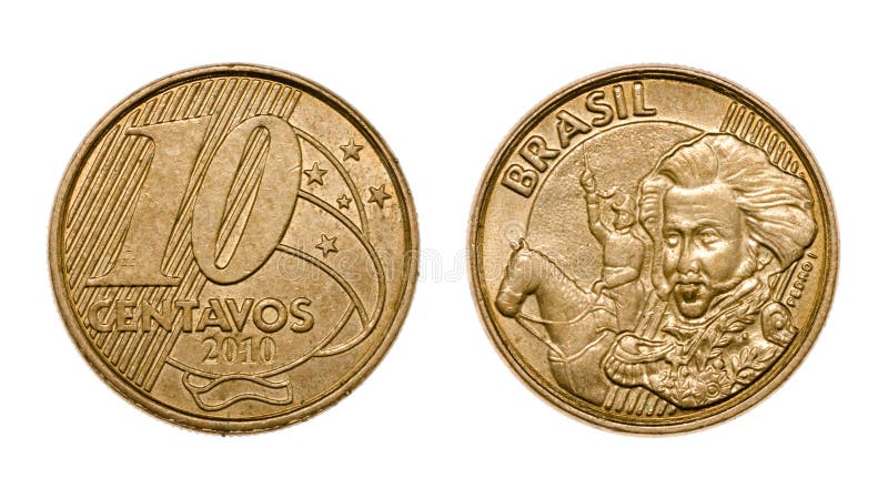 Caras Dianteiras E Traseiras Da Moeda Real Brasileira De Dez Centavos ...