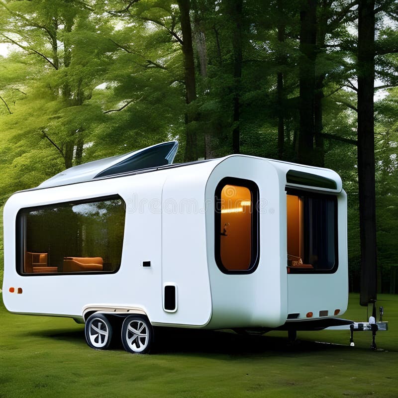 Caravan in the in the Beautiful Forest. Caravan Design Concept Stock ...