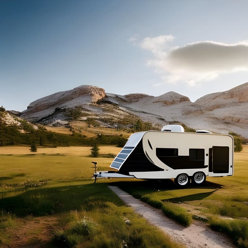 Caravan in the in the Beautiful Forest. Caravan Design Concept Stock ...