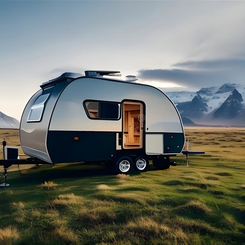 Caravan in the in the Beautiful Forest. Caravan Design Concept Stock ...