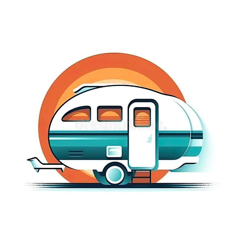 Caravan, Camper Van Outdoors, Circular AI Generative, Flat Illustration ...